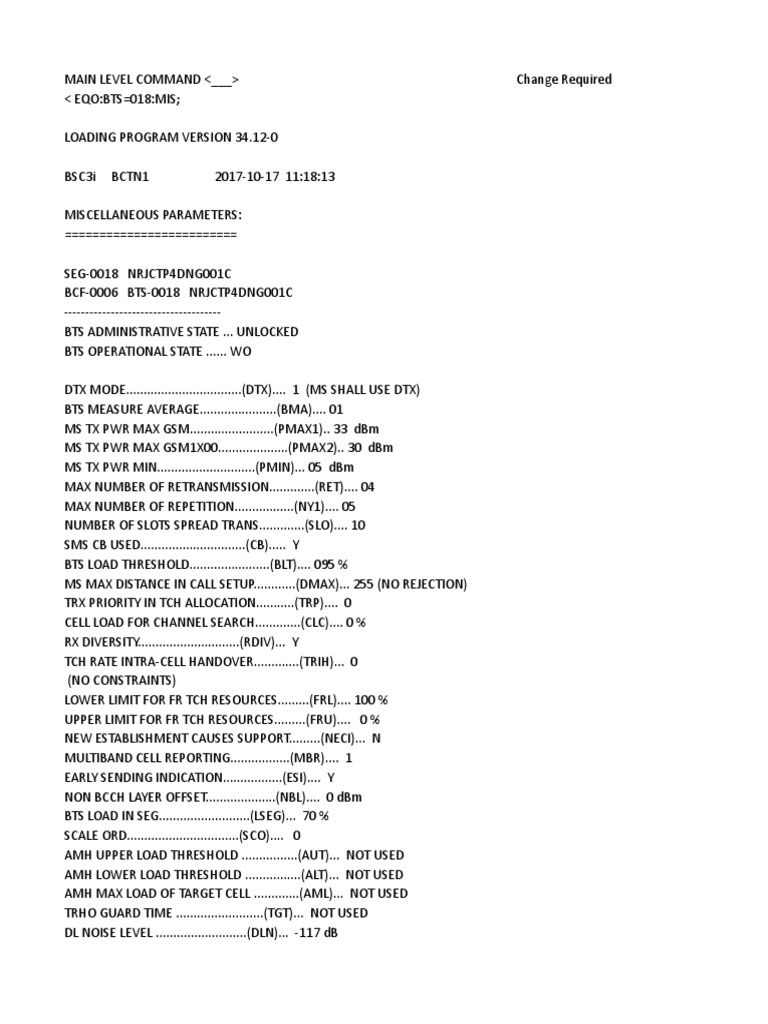 Nokia BSC 3G Parameters | PDF | Telecommunications Equipment | Radio ...