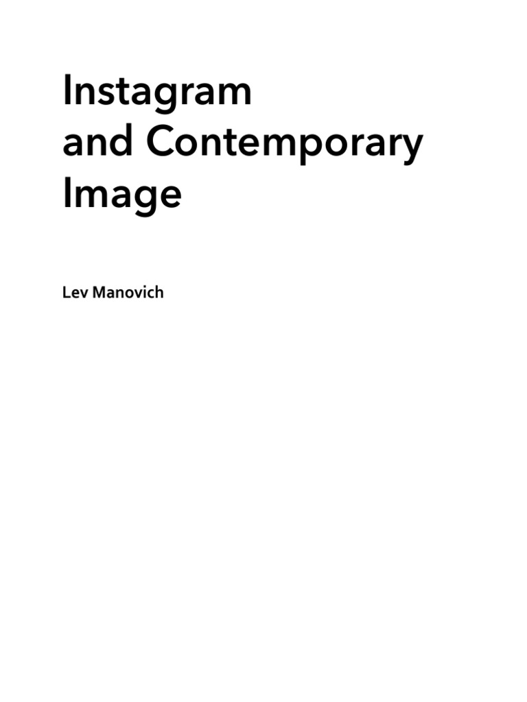 Manovich - Instagram PDF | PDF | Camera | Photograph