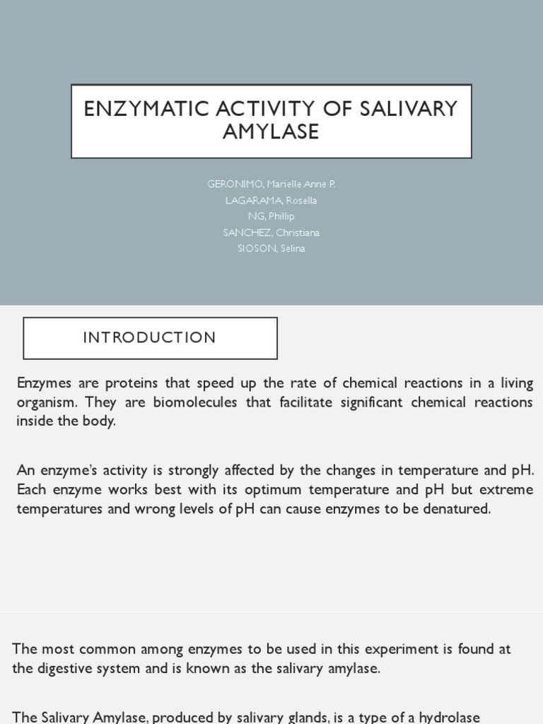Enzymatic Activity of Salivary Amylase | PDF | Enzyme | Denaturation ...