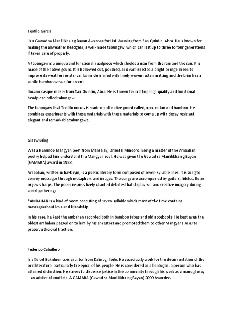 Teofilo Garcia | PDF | Weaving | Entertainment (General)
