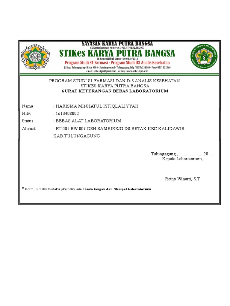 Form Bebas Laboratorium | PDF