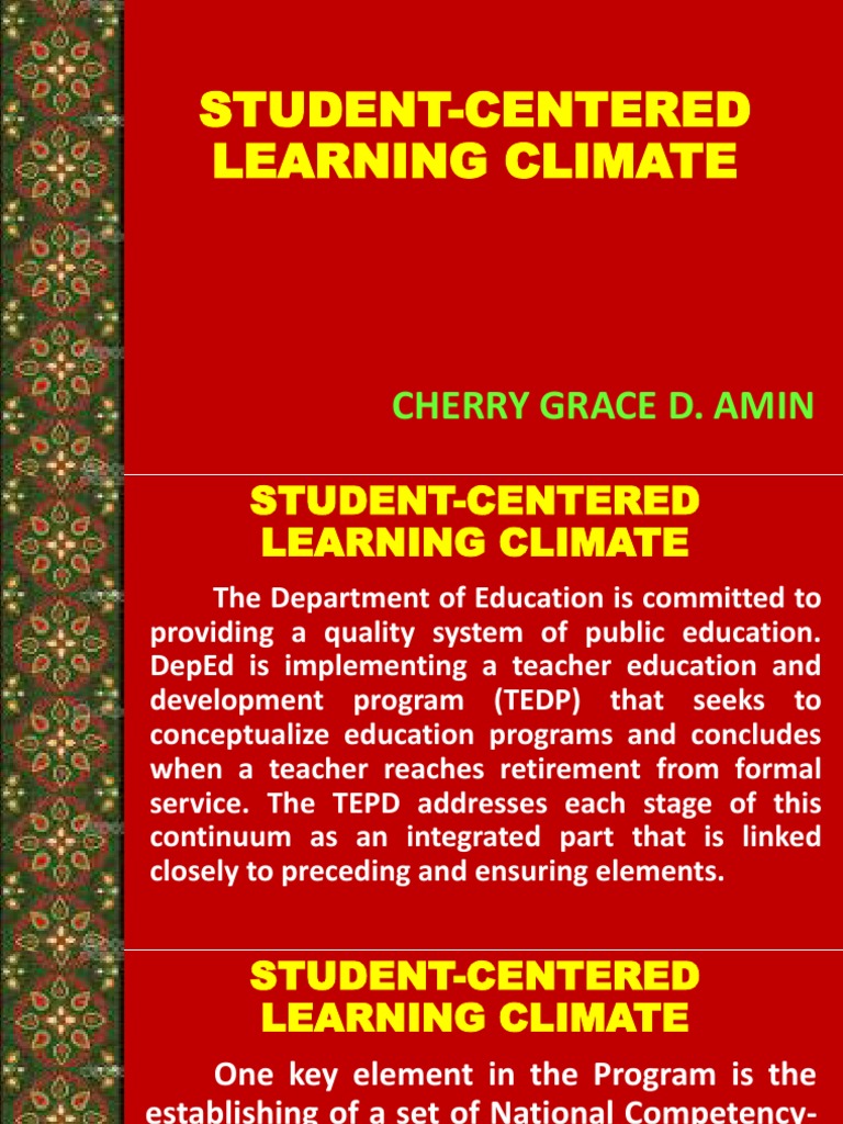 Student-Centered Learning Climate Guide | PDF | Educational Assessment ...
