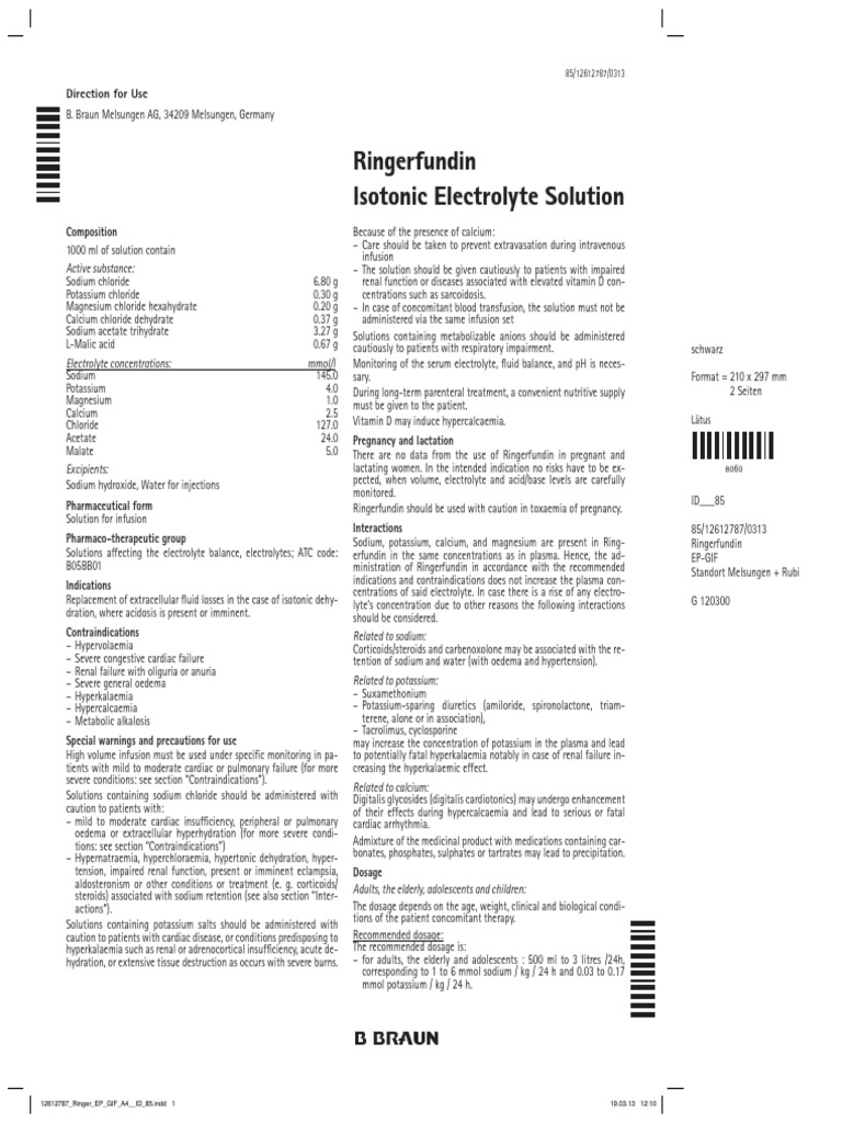 Ringer fundin.pdf | Intravenous Therapy | Electrolyte