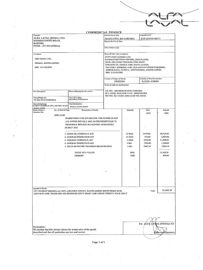 Ecpv Invoice + Packing List | PDF