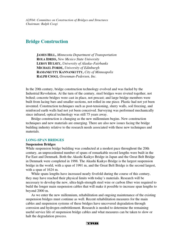 Bridge Construction | PDF