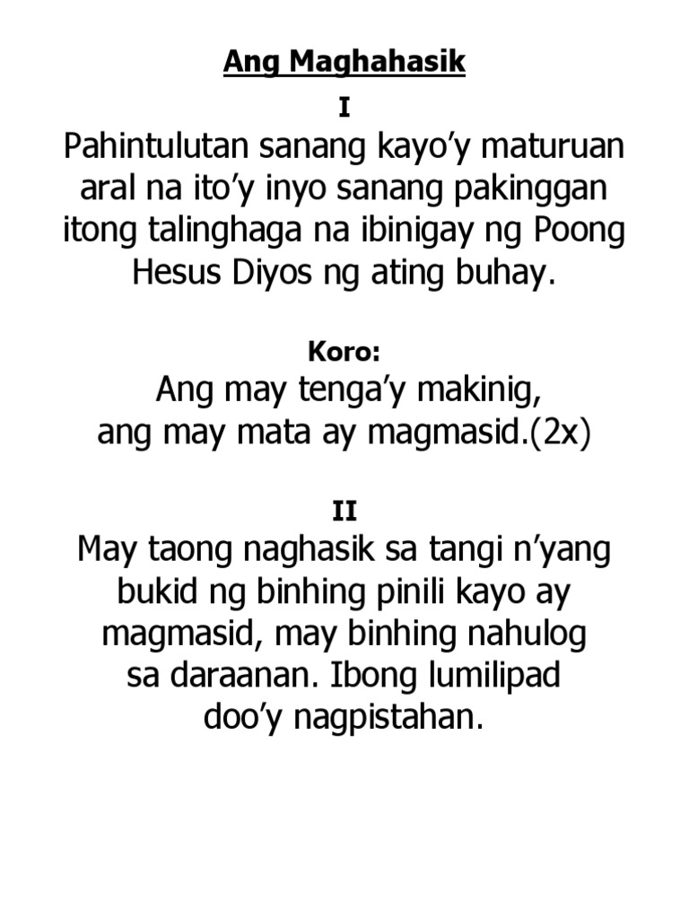 Lyrics of Ang Maghahasik | PDF