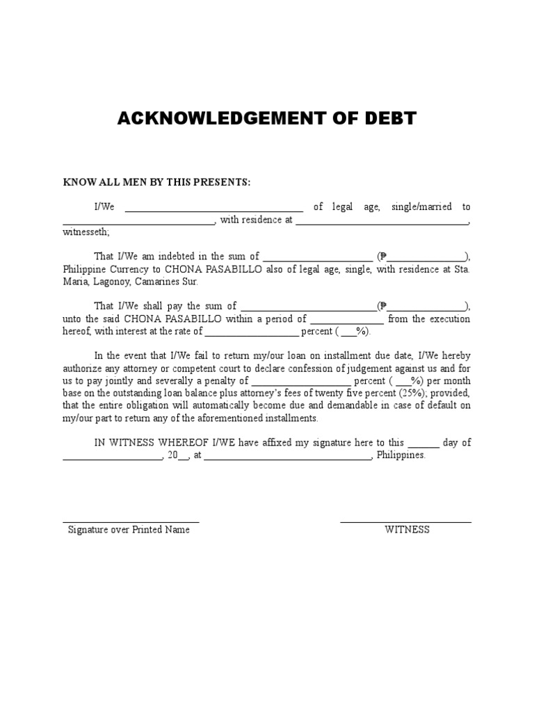 Acknowledgement of Debt | PDF