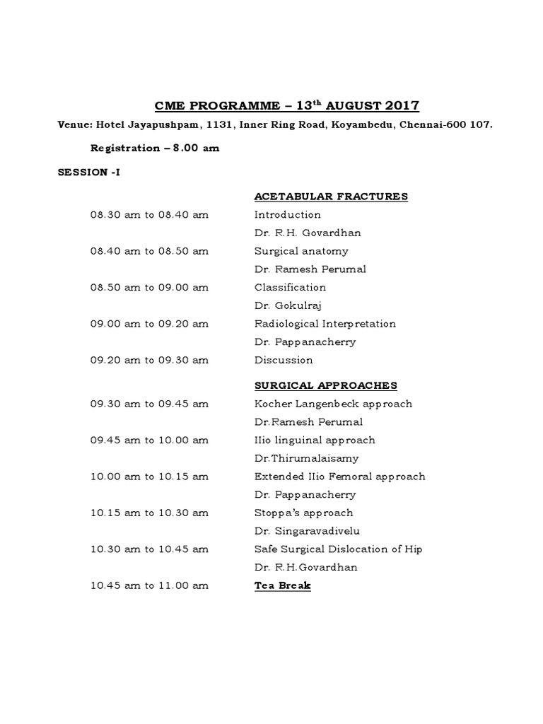 2017 CME Programme I | PDF | Surgical Specialties | Biomechanics