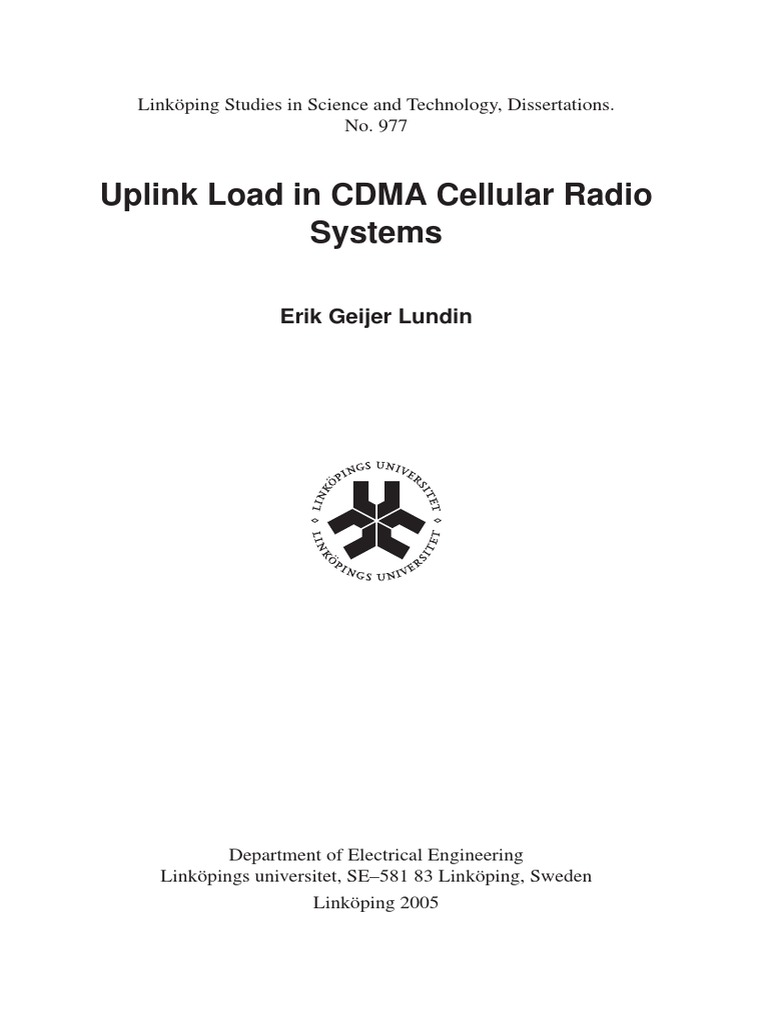 Uplink Load in CDMA Cellular Radio Systems: Erik Geijer Lundin | PDF ...