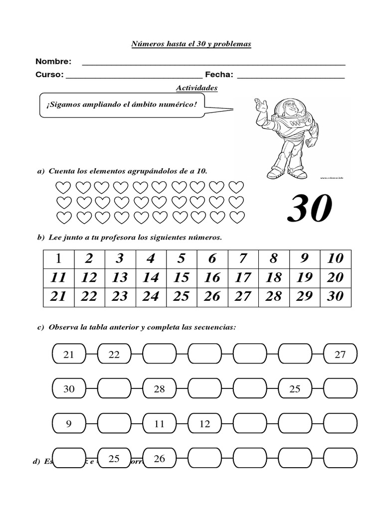 Actividades de conteo hasta el 30 | PDF