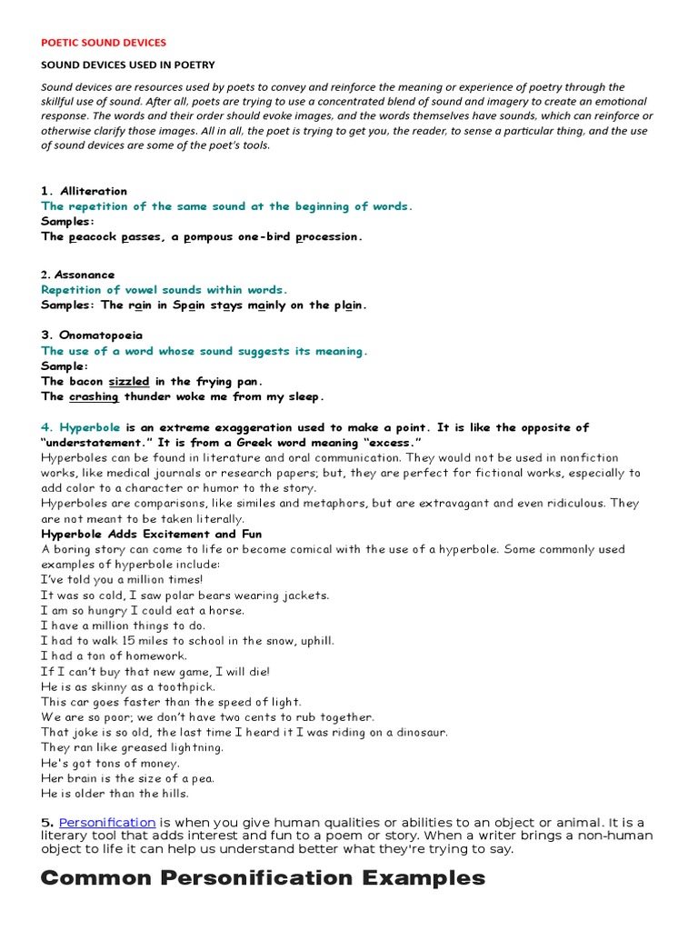 Poetic Sound Devices | PDF | Irony | Poetry