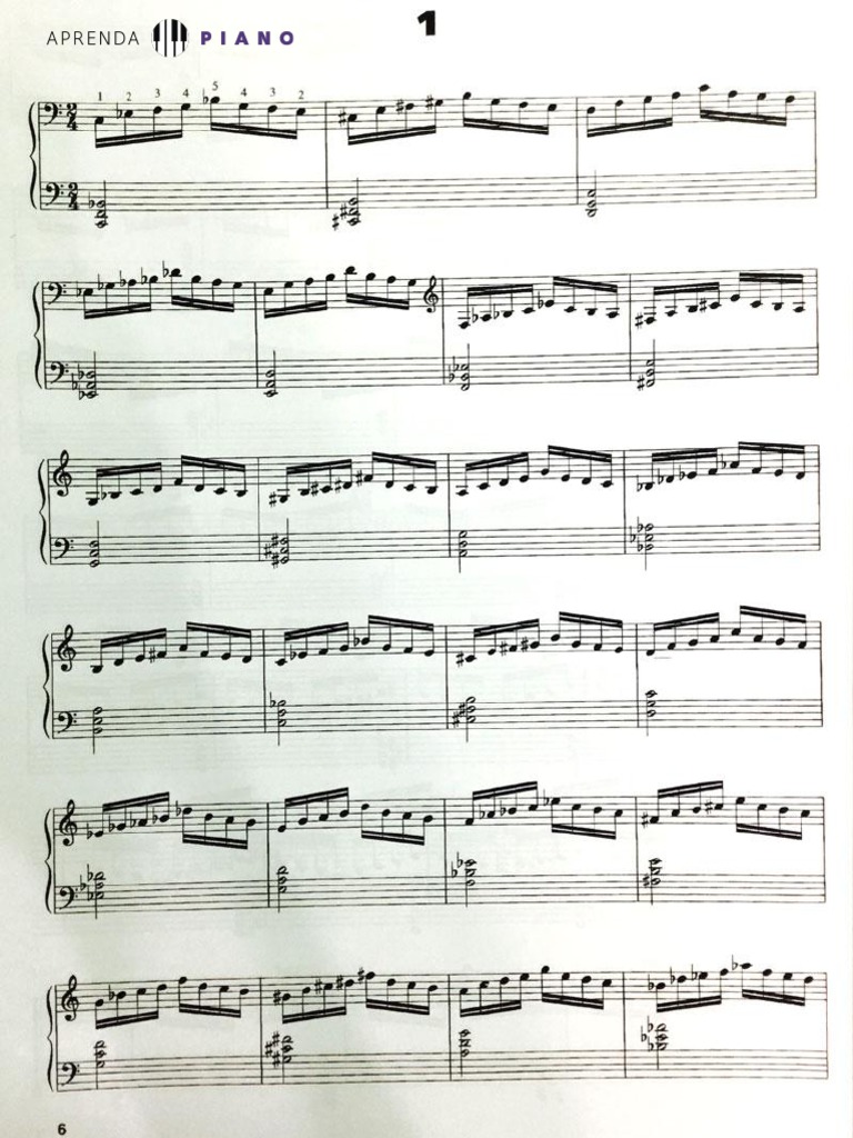 APRENDA PIANO Exercicio Jazz Hanon 1 PDF | PDF