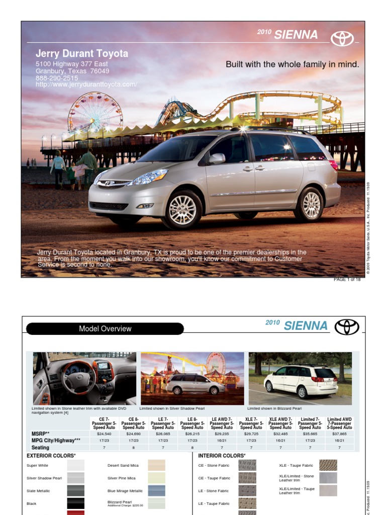 2010 Jerry Durant Toyota Sienna Dallas TX | PDF | Private Transport ...