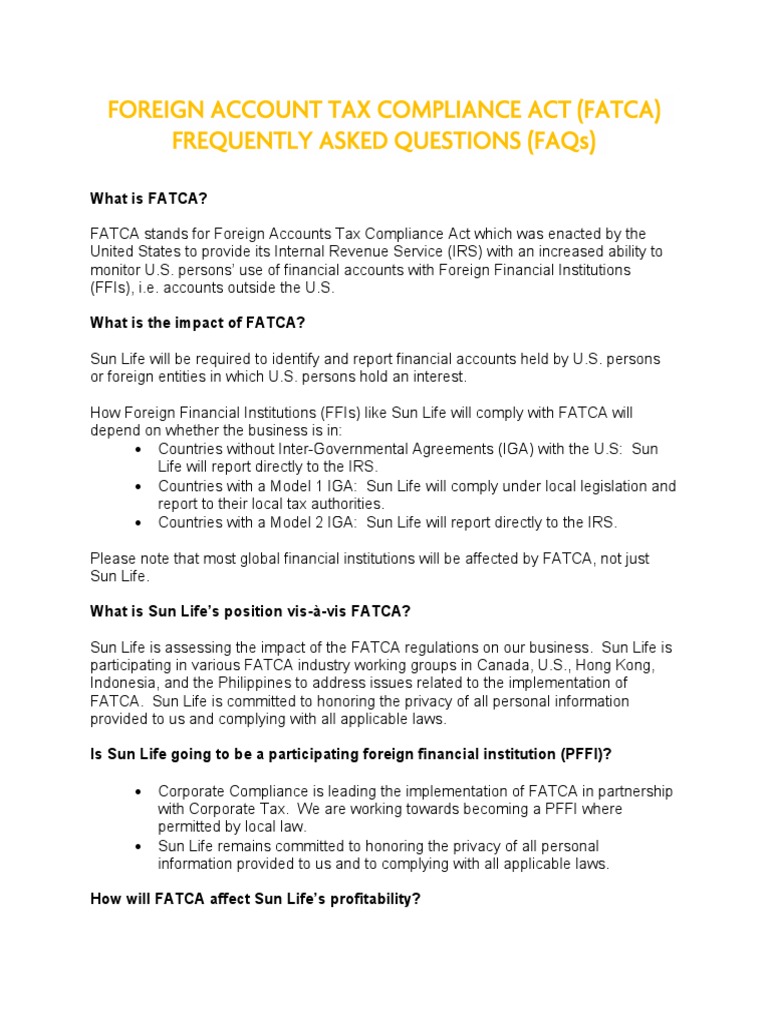 Foreign Account Tax Compliance Act (FATCA) | Government Information ...