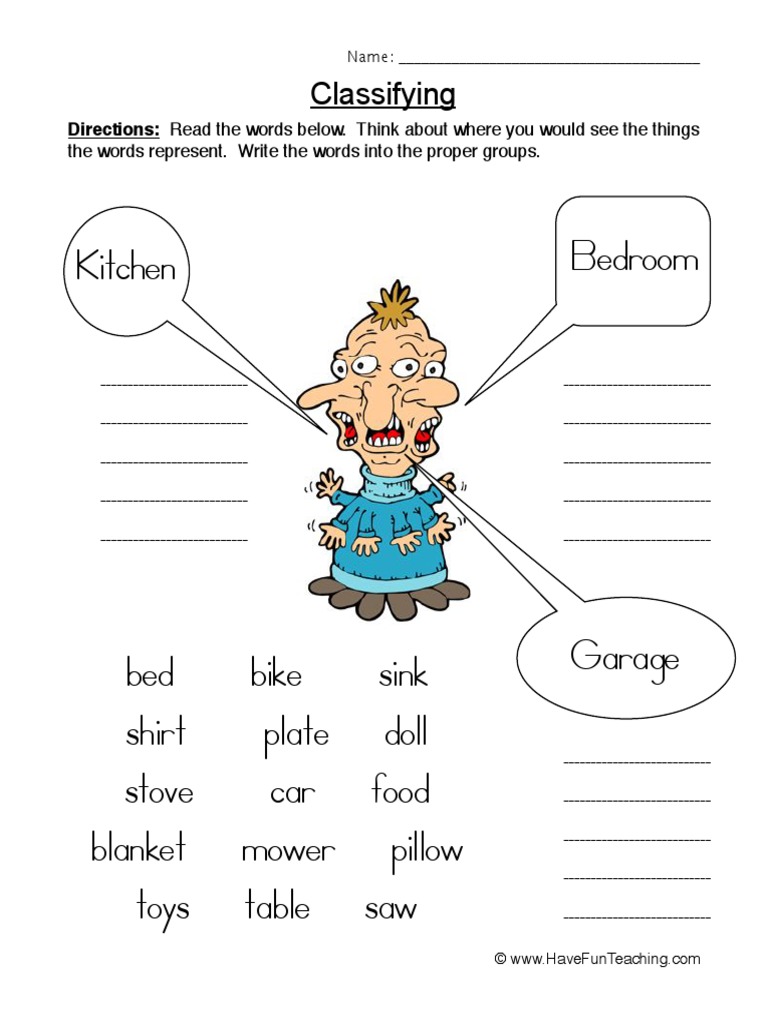 Classifying Worksheet 1 | PDF | Kitchen | Home