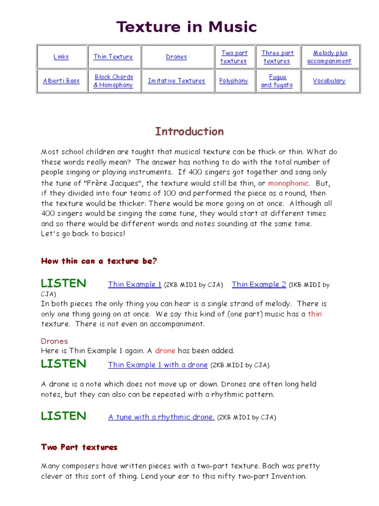 Texture in Music | PDF | Music Theory | Elements Of Music