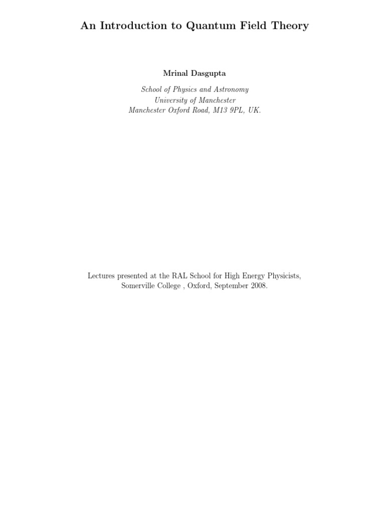 Introduction to Quantum Field Theory | PDF | Lagrangian Mechanics ...