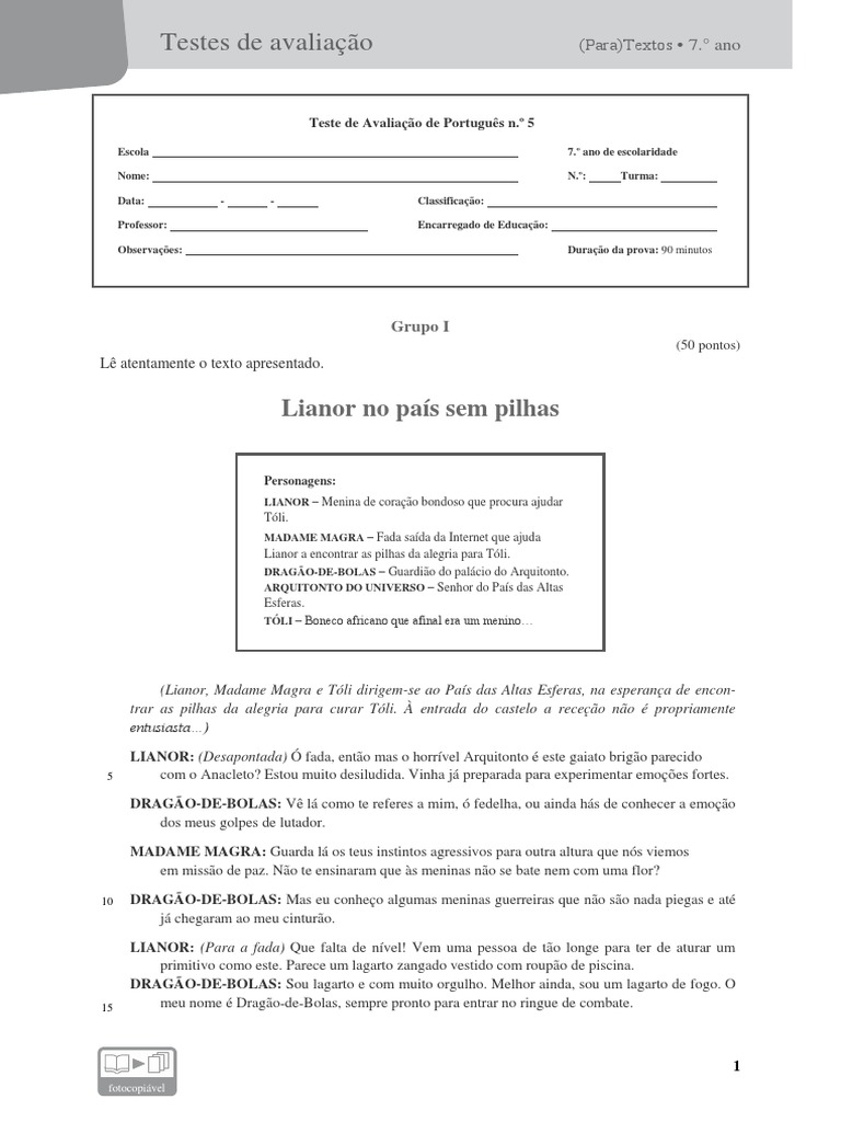 Portugues Avaliação 5 Texto Dramático | PDF
