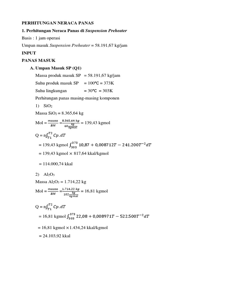 Lampiran 2 Perhitungan Neraca Panas | PDF
