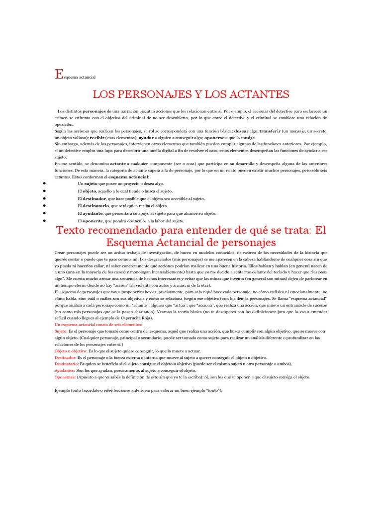 Análisis del esquema actancial y sus aplicaciones en la creación de ...
