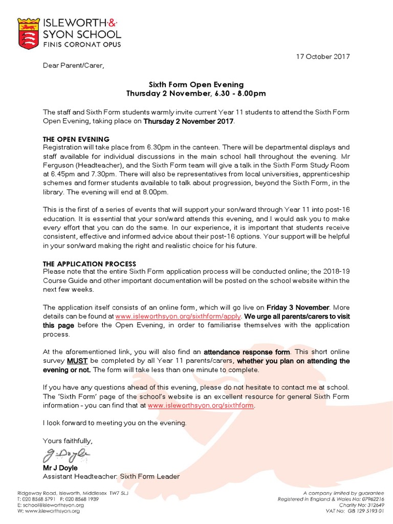 Sixth Form Open Evening 2017 | PDF | Language Arts & Discipline