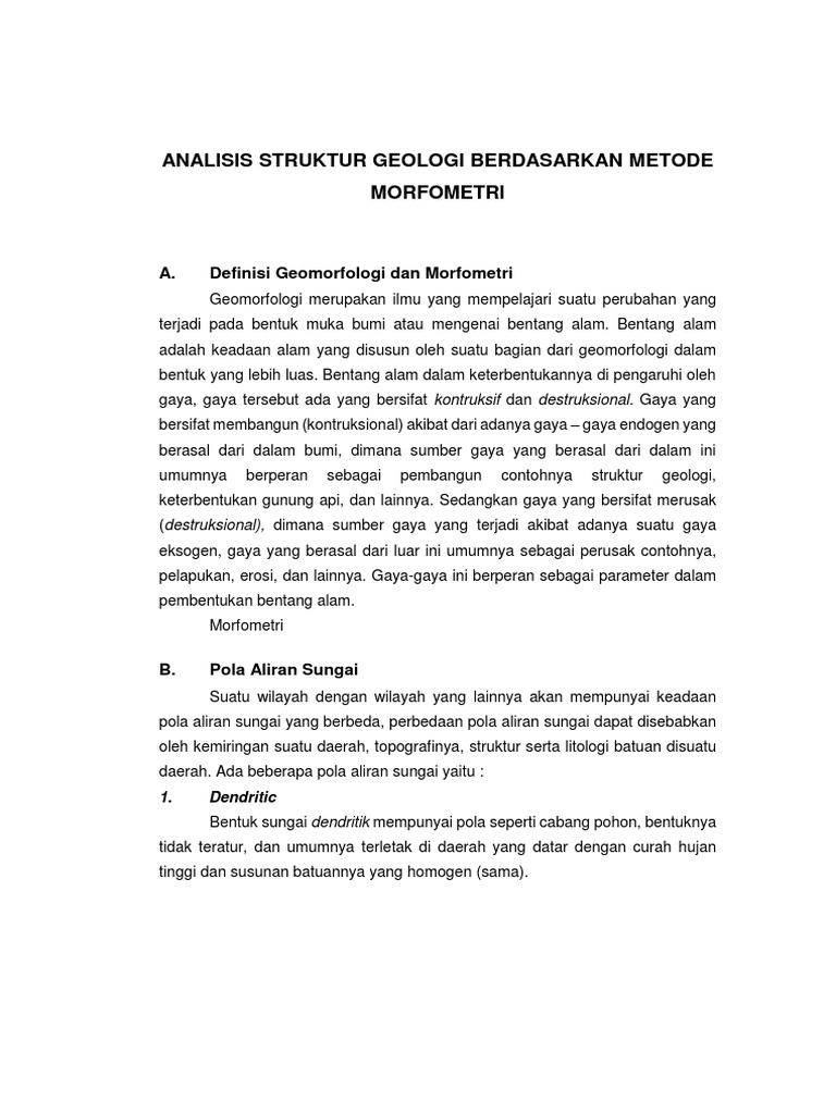 Analisis Struktur Geologi Berdasarkan Metode Morfometri | PDF