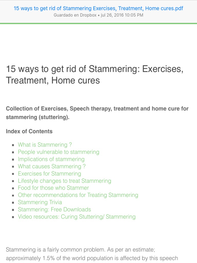 15 Ways To Get Rid of Stammering Exercises, Treatment, Home Cures | PDF ...