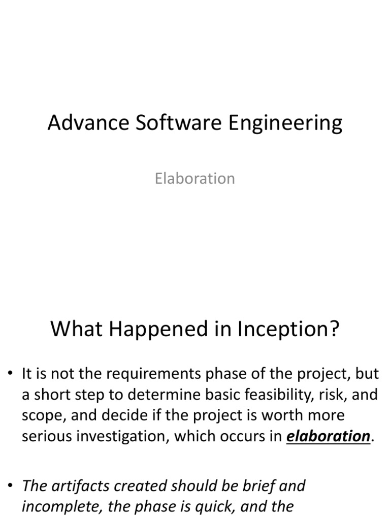 Advance Software Engineering: Elaboration | PDF