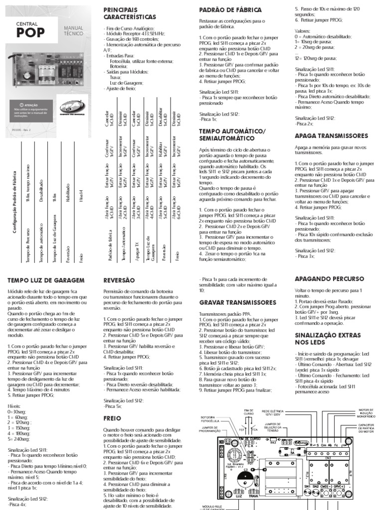 Manual de Instruções Central POP Portao Automatico PPA - Rev. 2