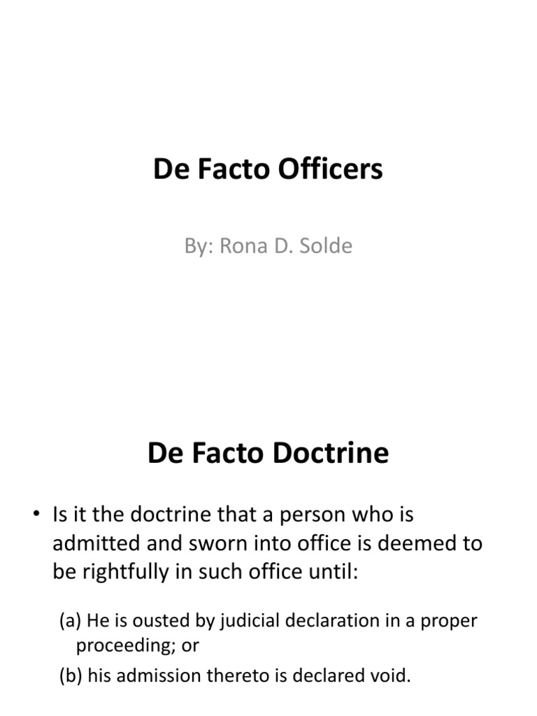Understanding De Facto Officers | PDF | De Facto | Virtue