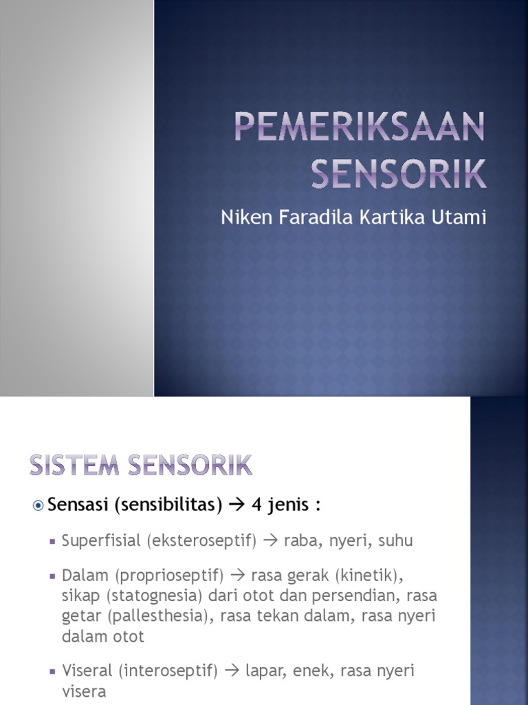 Pemeriksaan Sensorik | PDF