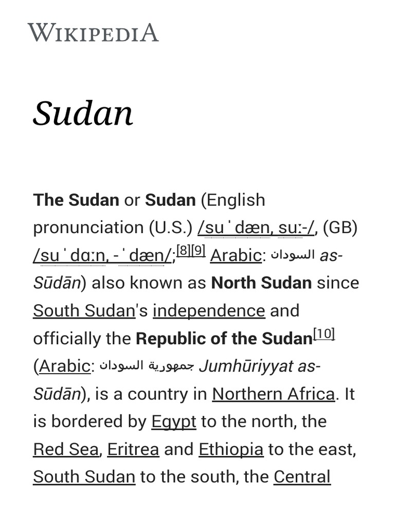Sudan - Wikipedia | PDF | Sudan | Religion And Belief