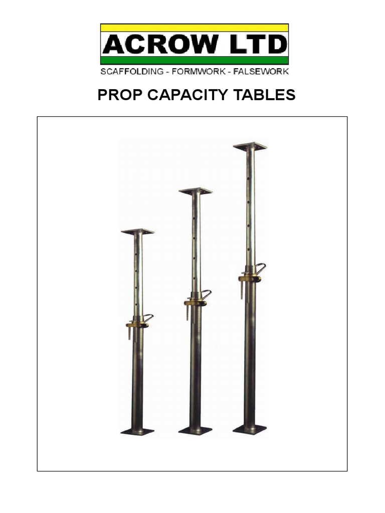 Acrow Prop Capacity Tables | PDF