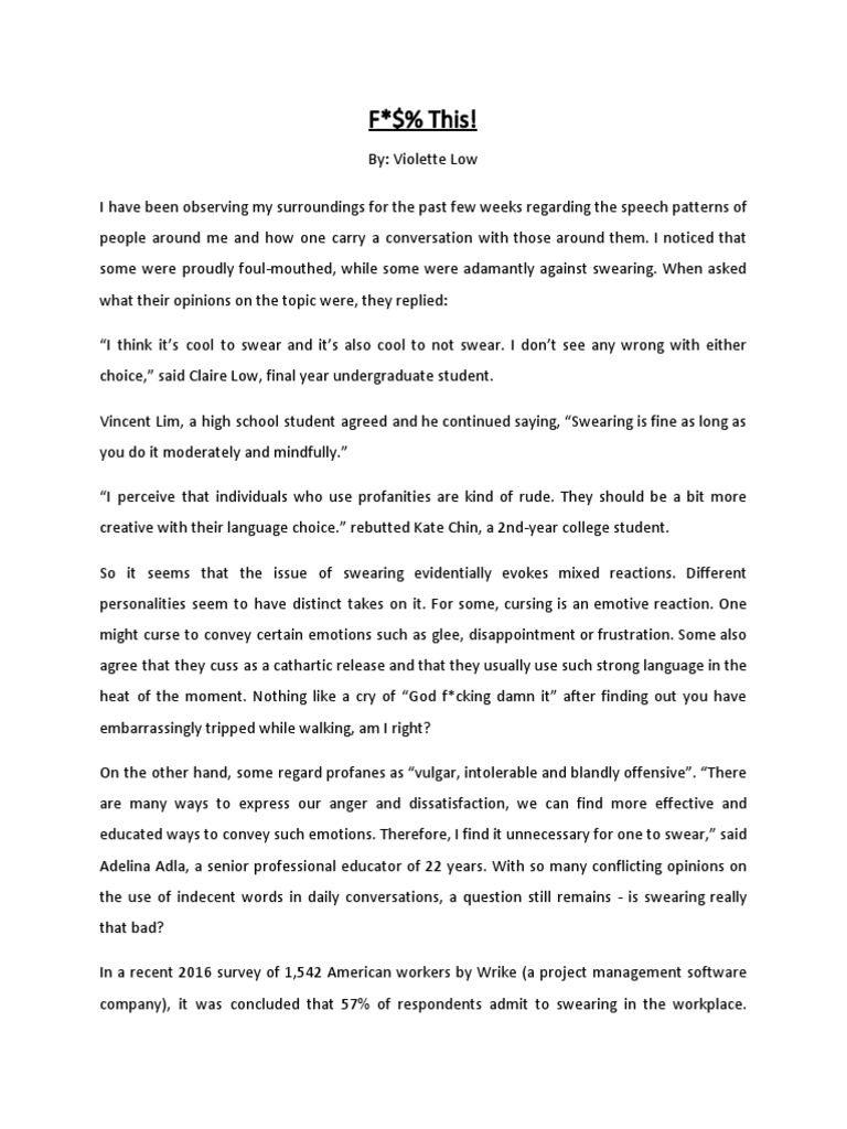 Feature Writing | PDF | Profanity | Languages