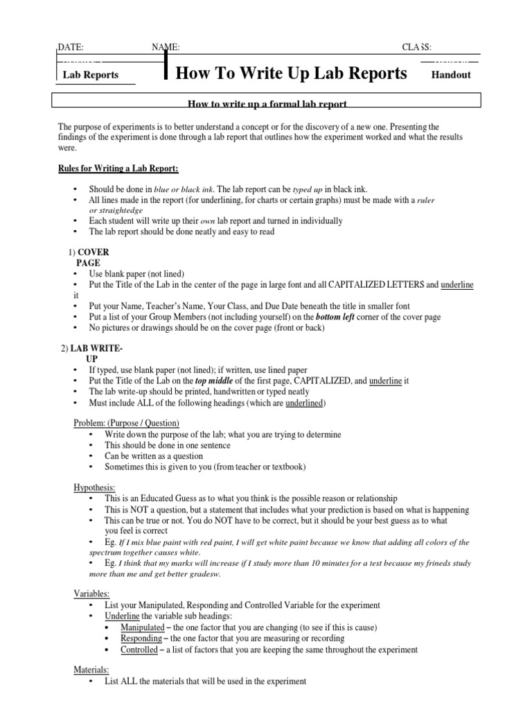 9 How To Write Up A Lab Report | PDF | Experiment | Methodology 9 How To Write Up A Lab Report | PDF | Experiment | Methodology