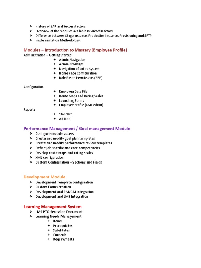 SuccessFactors Course Details | PDF | Data Model | Provisioning