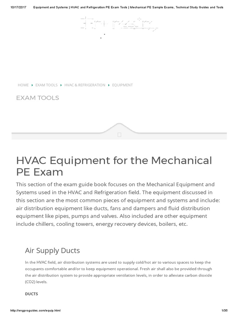 Equipment and Systems - HVAC and Refrigeration PE Exam Tools ...