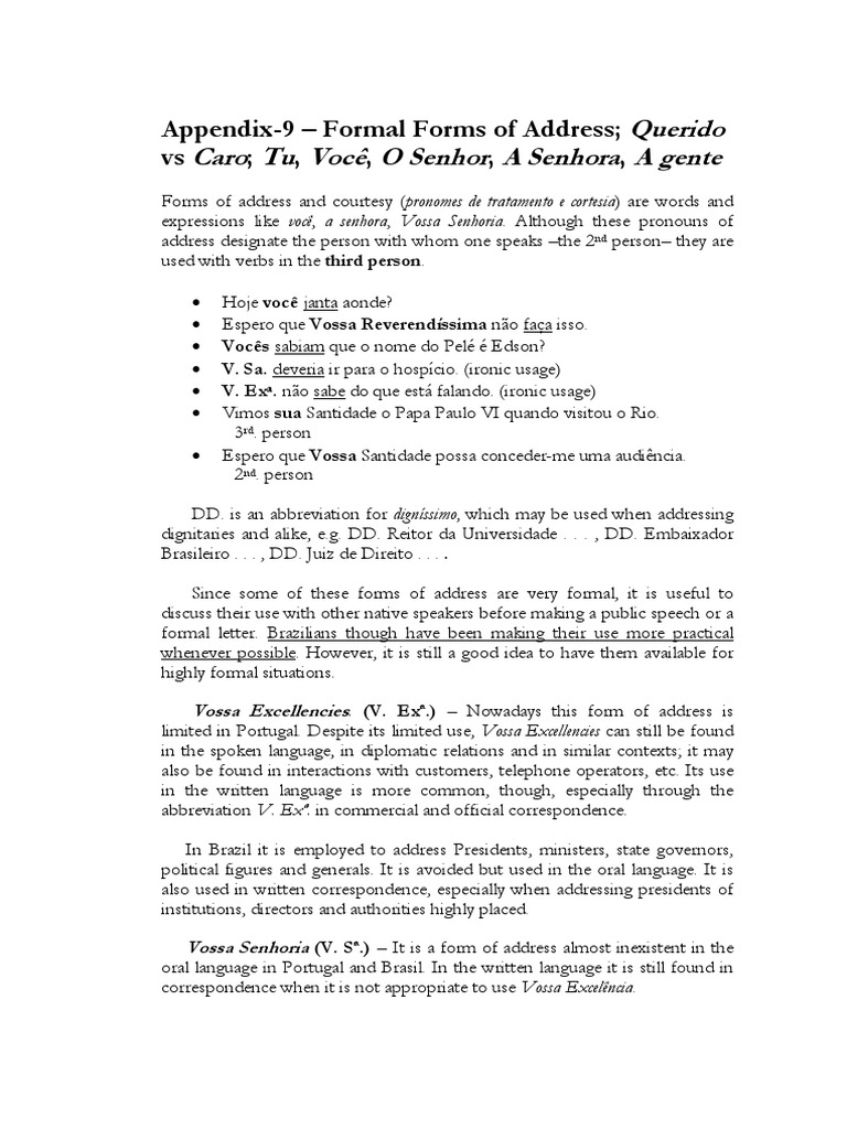 Formal Address in Portuguese | PDF | Rules | Etiquette