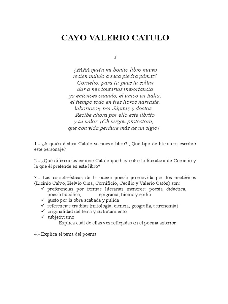 COMENTARIO de Textos Catulo y Horacio | PDF | Poesía
