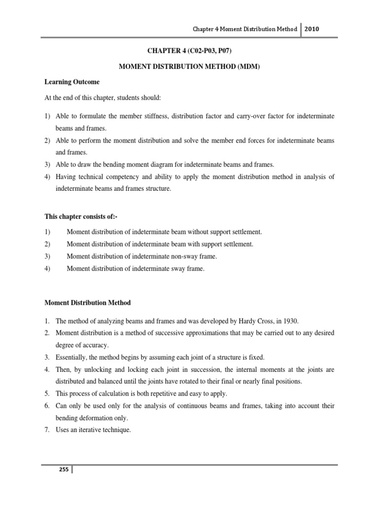 Moment Distribution Method - PDF Structure Chapter 3 | PDF | Civil ...