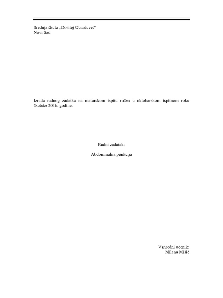 Abdominalna Punkcija | PDF