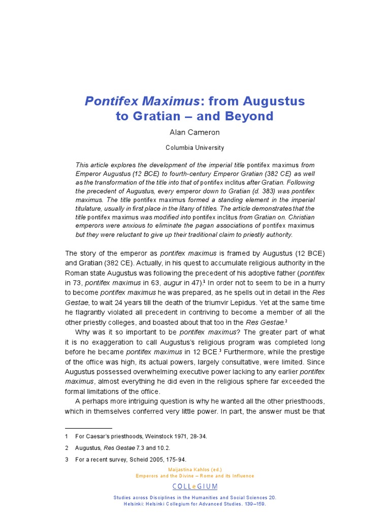 Evolution of Pontifex Maximus Title | PDF | Constantine The Great ...