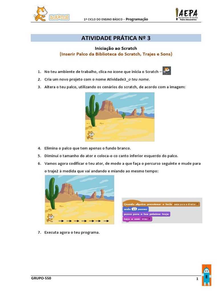 Ficha de Trabalho #3 - Scratch | PDF