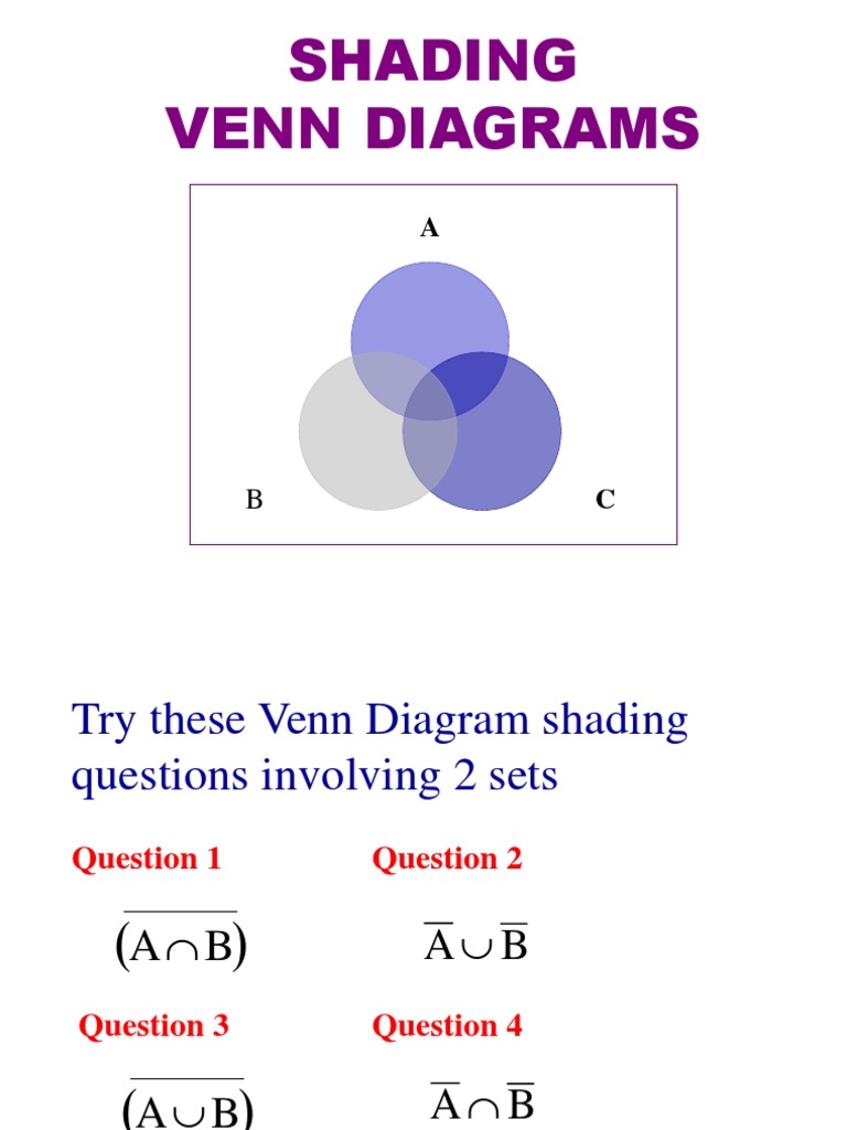 Venn Diagram Shading Exercises | PDF | Infographics | Conceptual Model