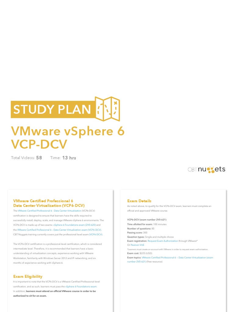 Study Plan VMware Vsphere 6 VCP6 DCV 2V0 621 PDF | PDF | Educational Technology | Virtualization