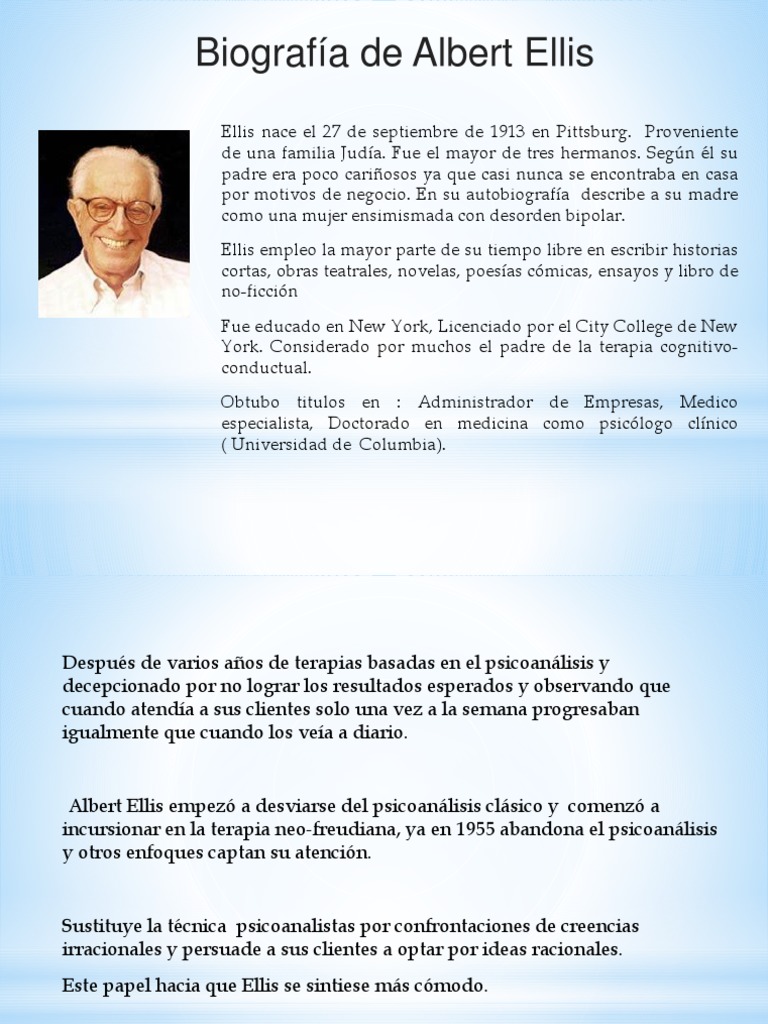 Biografía de Albert Ellis | Construccionismo social | Psicología clínica