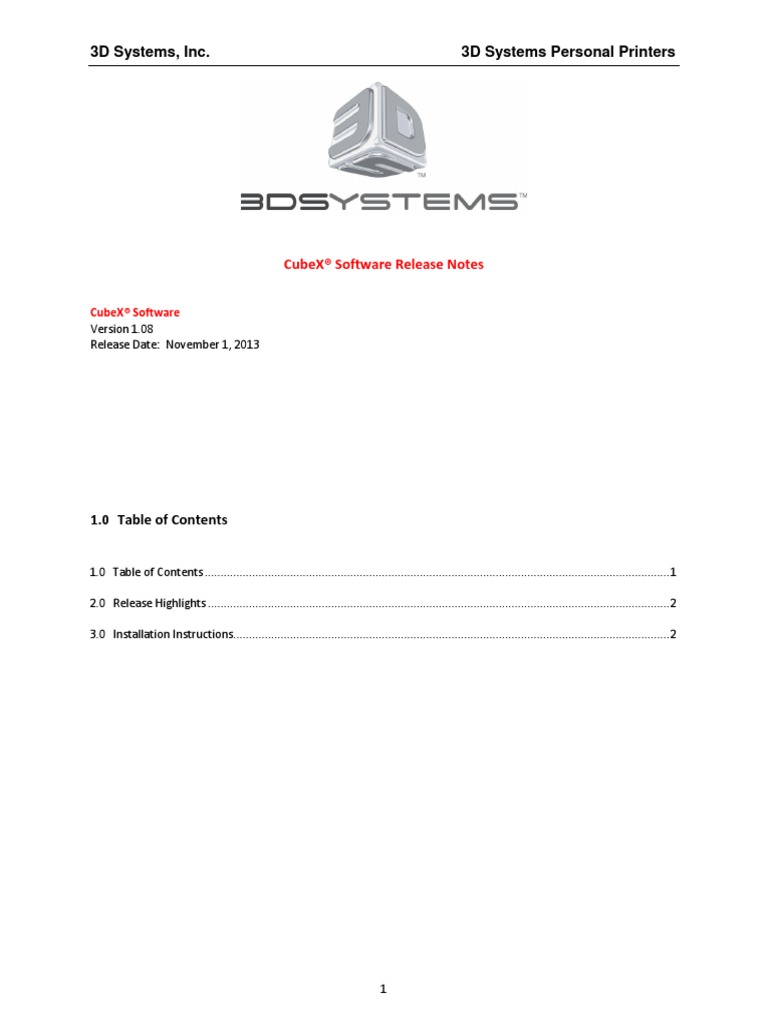 CubeX Software 1.08 Release Notes-RevA | PDF | Installation (Computer ...