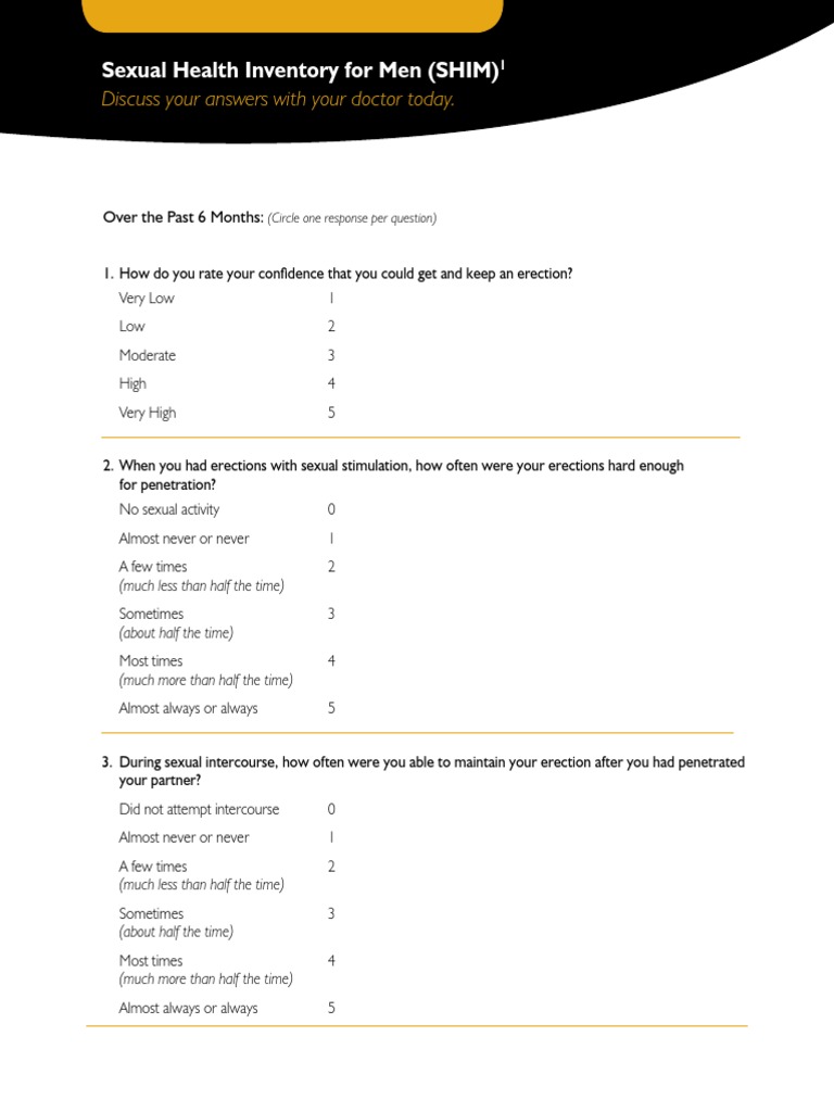 Discuss Your Answers With Your Doctor Today.: Sexual Health Inventory ...