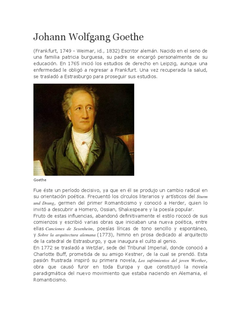 Johann Wolfgang Goethe | PDF | Johann Wolfgang von Goethe | Friedrich ...