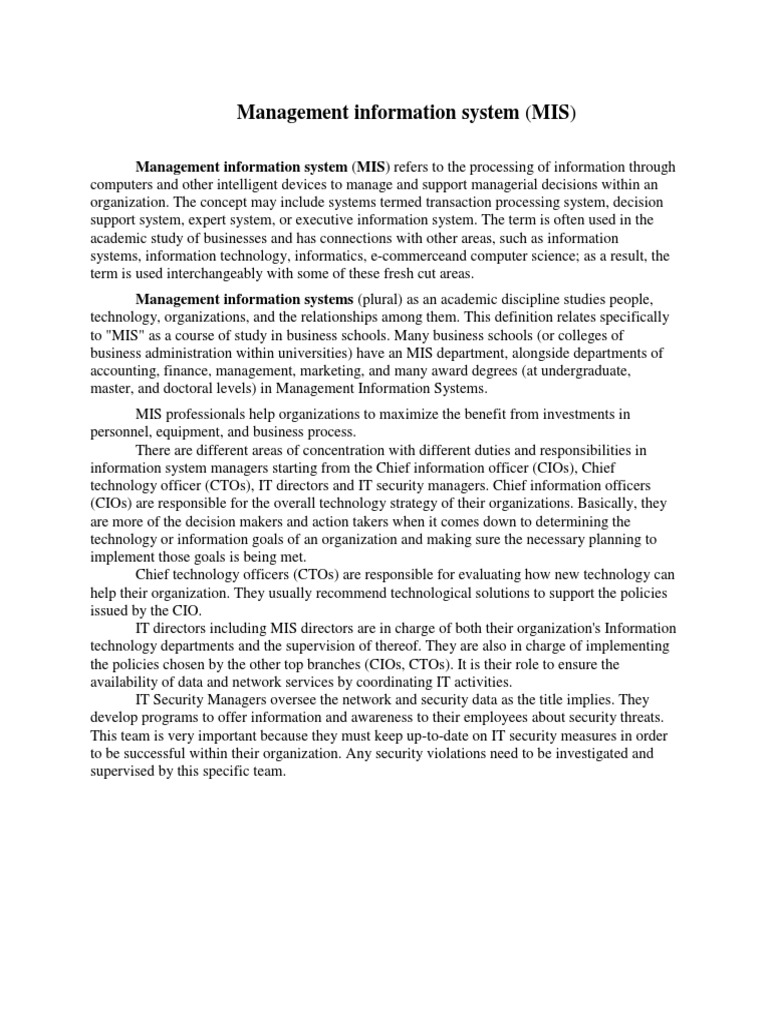 Management Information System | PDF | Management Information System ...